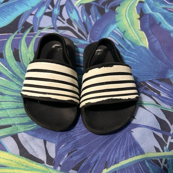 wonder nation | Shoes | Stylish Black And White Striped Kids Slides ...
